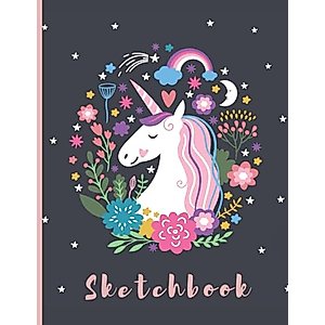 Sketchbook: A Cute Unicorn Kawaii Large Sketchbook/Notebook:108+ Pages of 8.5"x11" With Blank Paper for Girls To Drawing, Doodling, Journal ,Sketching ... Edition) (Cute Unicorn Sketchbook for Girls)