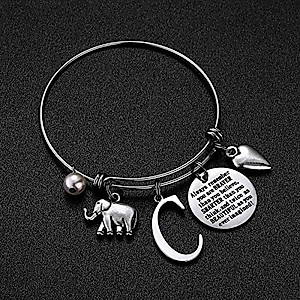 M MOOHAM Elephant Gifts for Women Bracelet - Letter C Initial Bracelet Inspirational Expandable Charm Bracelet Elephant Jewelry for Women Friend Mom Daughter Girls Sister Birthday Christmas Gift