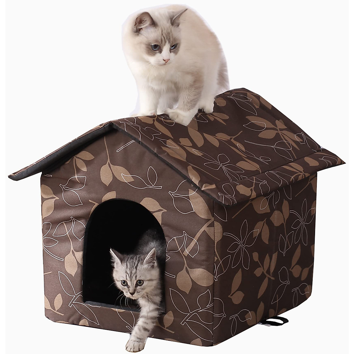Cat House Outdoor Cat House Outdoor Houses for Feral Cats Dogs Cat Houses for Outdoor Cats Dog Cat Outdoor Indoor Waterproof House (Medium, Brown Support Rod)