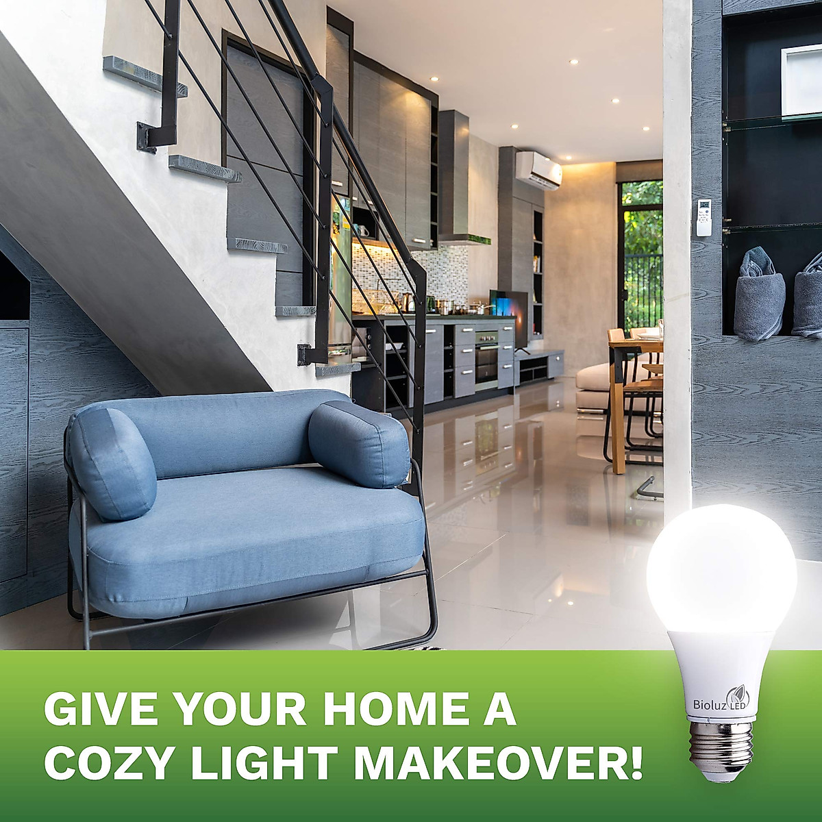 Bioluz LED 60 Watt LED Light Bulbs 4000K Cool White 9 Watts = 60W Non-Dimmable A19 LED Light Bulbs 6 Pack