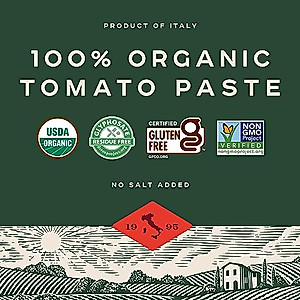 Bionaturae Organic Tomato Paste - No Salt Tomato Paste, Tomato Paste in a Jar, Keto Friendly, Non-GMO, USDA Certified Organic, No Added Sugar, No Added Salt, Made in Italy - 7 Oz, 12 Pack
