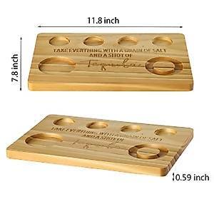 Tequila Fight Board Tequila Gifts Handmade Tequila Shot Tray with Salt Rim for Taco Bar, Family Dinner, Parties
