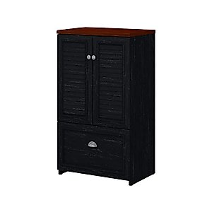 Bush Fairview 41.69-Inch H Storage Cabinet with 3 Shelves, Antique Black/Hansen Cherry (WC53980-03)