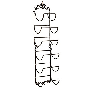 Rustic Metal Towel Rack Wall Mounted with Fleur de Lis, 6-Tier Solid Wrought Iron Towel Holder,Towel/Wine Rack Holder, Racks for Bathroom,Hand Towels,Wine Bottles,Yoga Mats Storage