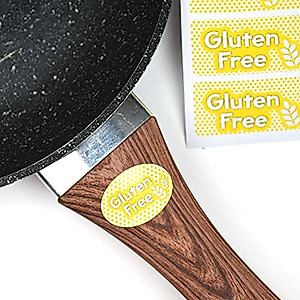 Gluten Free Labels. Stickers with Self Adhesive for Kitchen Accessories. Food Allergies Warning Markers for Pantry Storage and Organization. Sheet of 53 pcs. of Different Sizes and Shapes