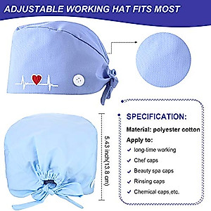 12 Pieces Bouffant Nursing Scrub Surgical Cap Adjustable Button Hats Sweatband Gourd Shaped Hats for Women Men, 12 Colors Multicoloured