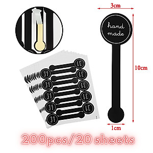 Beyonday 200pcs Handmade Lollipop Baking Stickers, Long Label Sealing Stickers for Cake Box/Tins/Jars/Coffee Cups/Bottles, Self-Adhesive Bakery Stickers, Gift Wrapping Tamper Evident Seal Labels