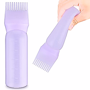 Root Comb Bottle Applicator, 6 OZ Graduated Hair Oil Bottle With Brush and Comb for Coloring, Styling and Hairdressing