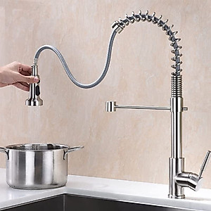Hooshing Kitchen Sink Faucet Head Replacement 3 Function Pull Down Faucet Sprayer Head Nozzle Kitchen Faucet Head Hose Spray Tap Spout Only for G1/2 Connector, Brushed Nickel