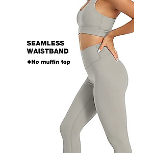 NEPOAGYM High Waisted Leggings for Women No Front Seam,Lightweight Yoga Leggings Buttery Soft 25 Inch 7/8 Length(Taupe,M)