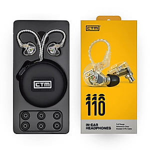 CTM CE110 - Pro Isolating Single Driver Wired Earphones by Clear Tune Monitors Titanium Coated Dynamic Driver Detachable Cable High Fidelity in-Ear Monitor