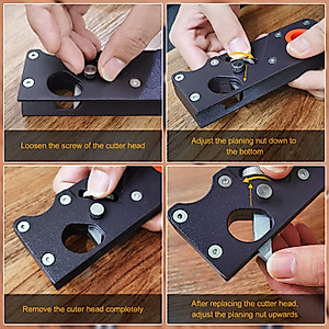 Chamfer Plane-Woodworking Edge Corner Plane with Auxiliary Locator, Hand Plane Suitable for Quick Edge Trimming of Wood (W/4cuters)