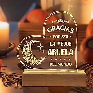 Mothers Day Gifts for Grandma in Spanish, Regalos para Abuela Acrylic Night Light, Spanish Grandma Birthday Gifts, Dia de la Madre Regalo para Abuela