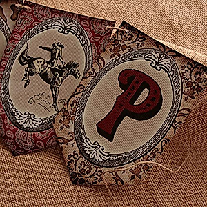 Cowboy Birthday Banner,Wild Western Bday Party Sign, Wooden House Barn Bunting, Birthday Decorations