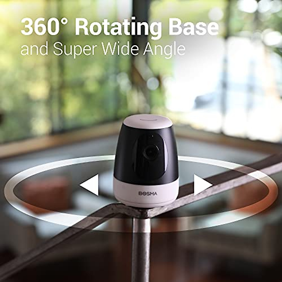 Bosma XC Pet Camera, Full HD WiFi Indoor Security Camera, 360 View and Super Wide Angle, Two-Way Audio and Video, Night Vision, Motion and Sound Detection, Local Storage, Easy Installation