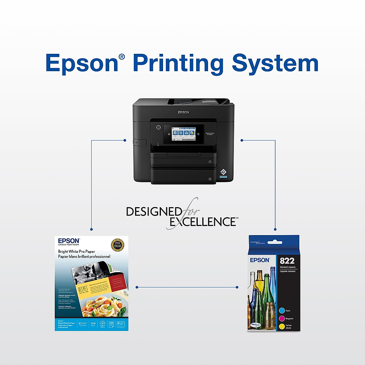 EPSON T822 DURABrite Ultra -Ink Standard Capacity Black & Color -Cartridge Combo Pack (T822120-BCS) for Select Epson Workforce Pro Printers