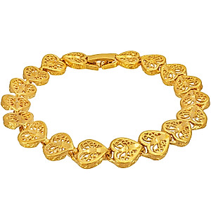 LIFETIME JEWELRY Heart Bracelets for Women and Teen 24k Real Gold Plated (Filigree heart, 9 inches)