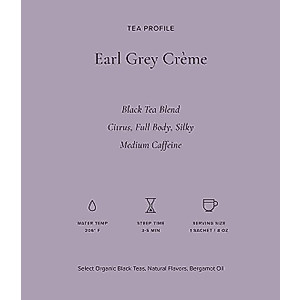 Art of Tea | Organic Earl Grey Crème Tea| 50 Eco Friendly Pyramid Tea Bag Sachets