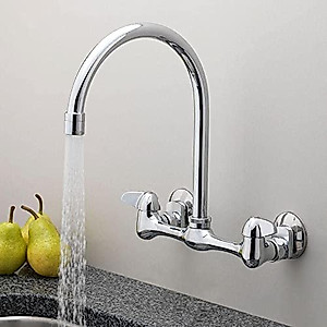 Homewerks 3190-40-CH-BC-Z Two Handle High-Arc Wallmount Kitchen Faucet