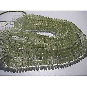 1 Strand Natural Green Amethyst Spacer Beads - 8" Long Green Amethyst German Cut Rondelles Beads Size 10mm to 8mm