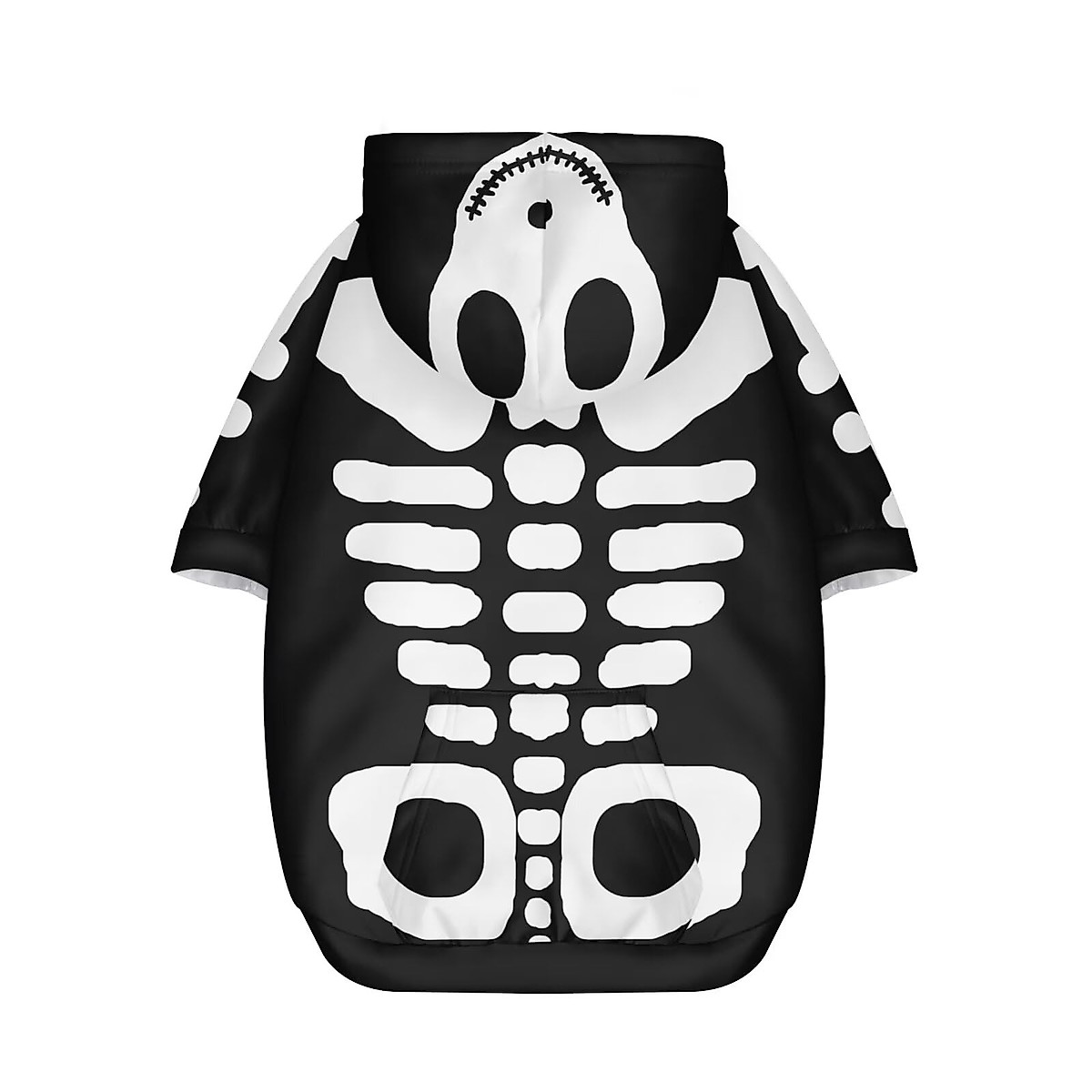 Howilath Dog Bone Halloween Costume, Dog Skeleton Hoodie Pet Clothes, Skull Zipper Clothes for Dogs, Sweatshirt with Hat, Dog Cat Hooded Shirts Sweatshirts - M