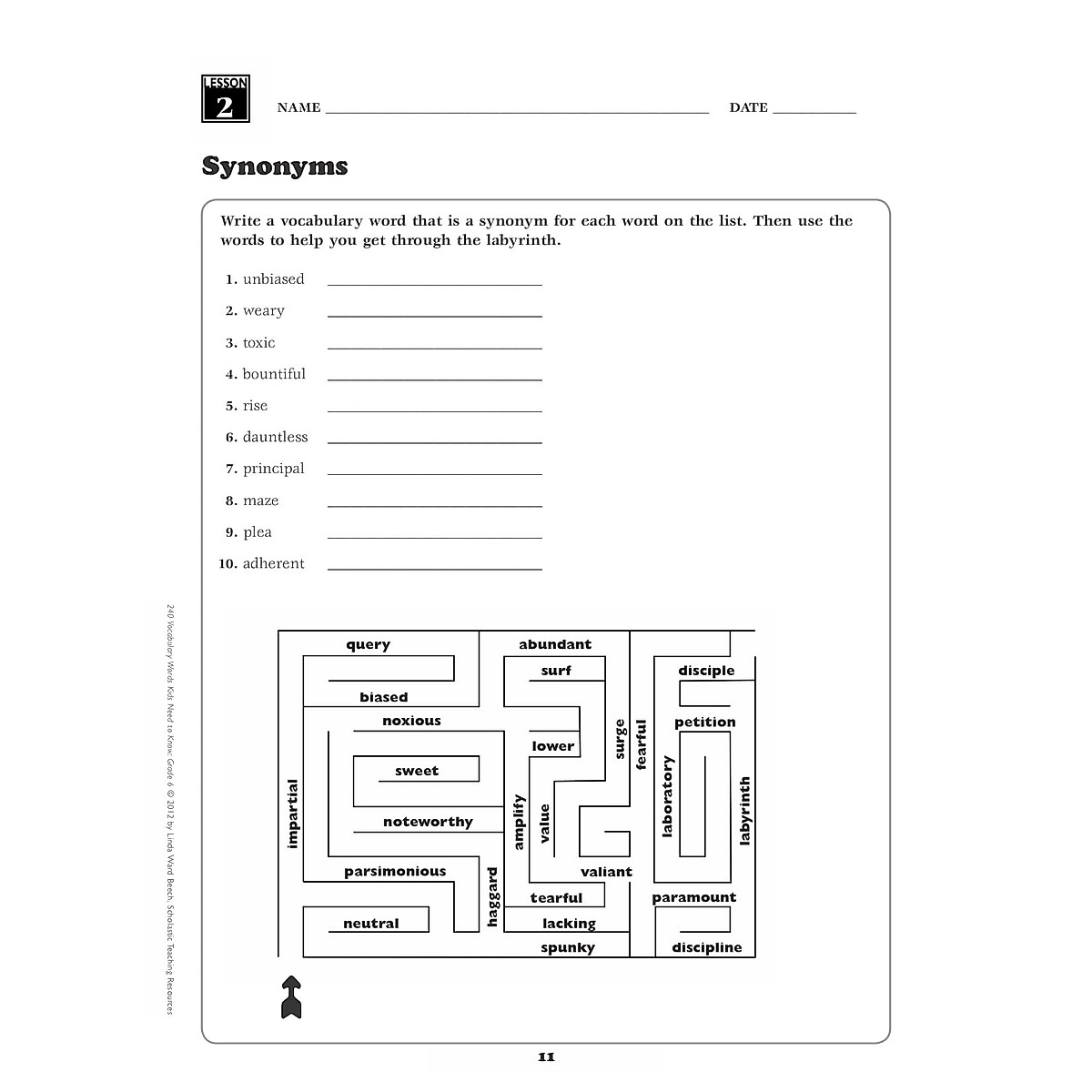 240 Vocabulary Words Kids Need to Know: Grade 6: 24 Ready-To-Reproduce Packets Inside!