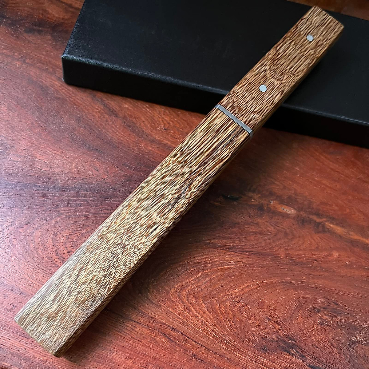 MADSABRE Samurai Full Tang Knife Japanese Katana - Tanto Fixed Blade Knives for Outdoor Tactical Hunting Survival Knives with Wooden Sheath (D2 Steel-Yellow)