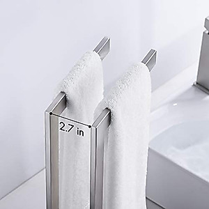 KES Hand Towel Holder Stand for Bathroom Countertop Double-L Hand Towel Rack with Marble Base for Bathroom Vanity Freestanding SUS 304 Stainless Steel Brushed Finish, BTH220B-2