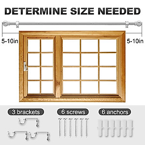 Authandis Silver Curtain Rods for Bedroom with Brackets,5/8 Inch Diameter Small Window Curtain Rod 32 to 123 Inches,Easy Install Drapery Rods