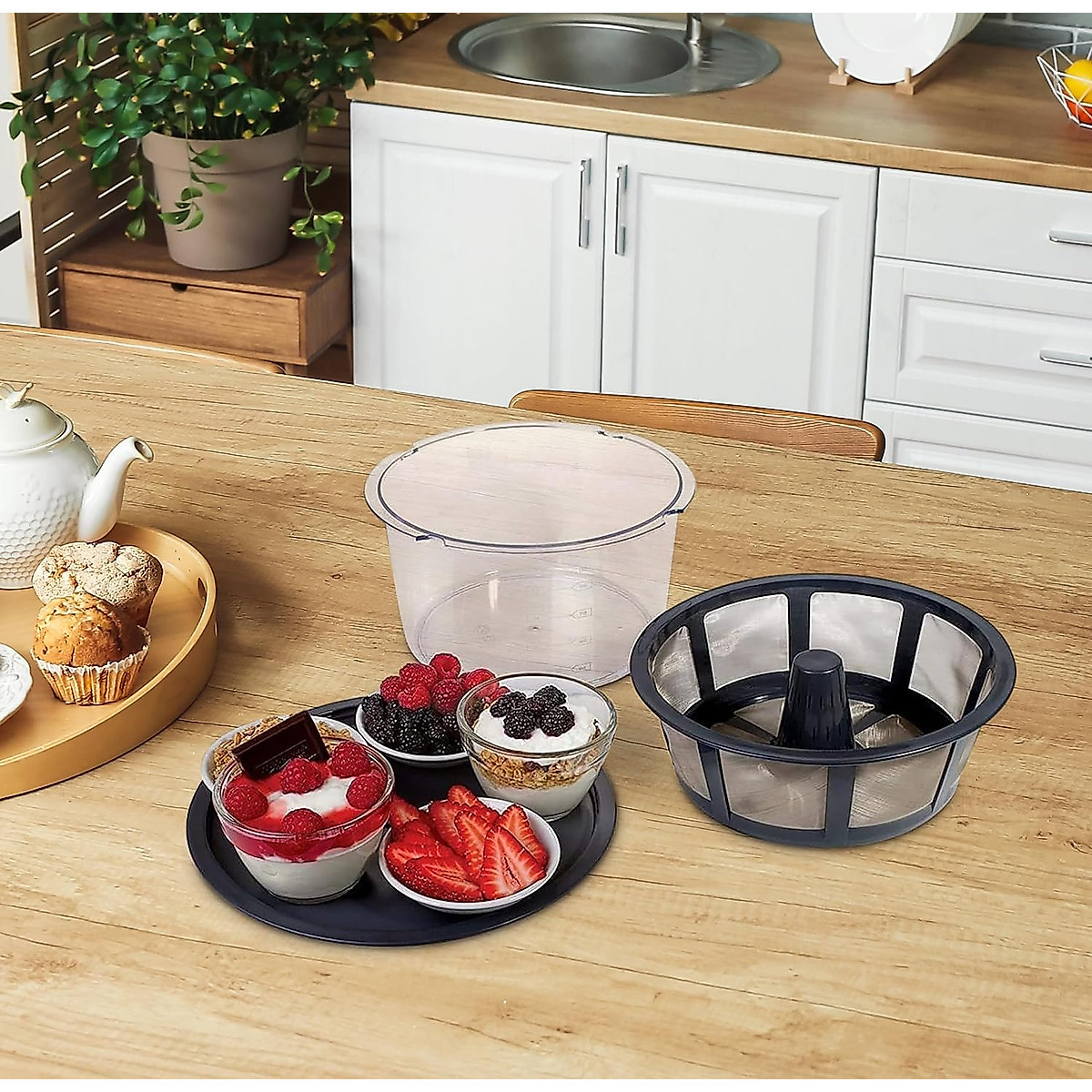 Euro Cuisine Greek Yogurt Maker with Premium Stainless Steel Yogurt Strainer Kit, Makes 8 Cups of Greek Yogurt in Hours