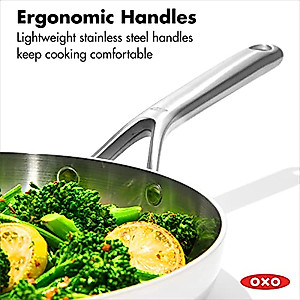 OXO Mira Tri-Ply Stainless Steel, 10" Frying Pan Skillet, Induction, Multi Clad, Dishwasher and Metal Utensil Safe