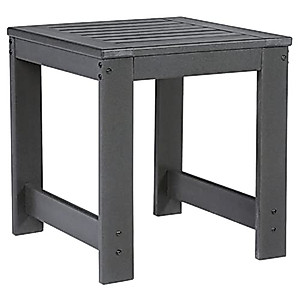 Signature Design by Ashley Amora Outdoor HDPE Patio End Table, Charcoal Gray