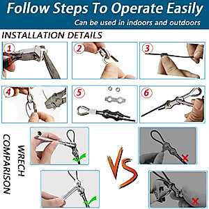 BRISBONN Outdoor String Light Hanging Kit - 164FT Black Vinyl-Coated Stainless Steel 304 Wire Rope with Turnbuckles & Hooks, Globe Lights Suspension Kit for Patio, Backyard, Garden - Easy Installation