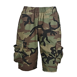 Molisry Camouflage Shorts for Women Elastic Waist Military Cargo Shorts Biker Jogger with Pockets