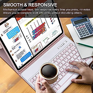 SENGBIRCH Keyboard Case for iPad Air 13 inch (M2) 2024, iPad Pro 12.9 inch 6th, 5th, 4th, 3rd Generation(2022~2018), 7 Colors Backlit (Light Pink)