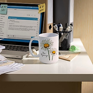 New Beginnings Box Gifts for Women, Daisy White Coffee Mug 15Oz and Keychain, Gifts for New Job, New Home, Leaving Job, Goodbye, Good Luck, Going Away, Farewell Coworker Leaving, Divorce Gifts