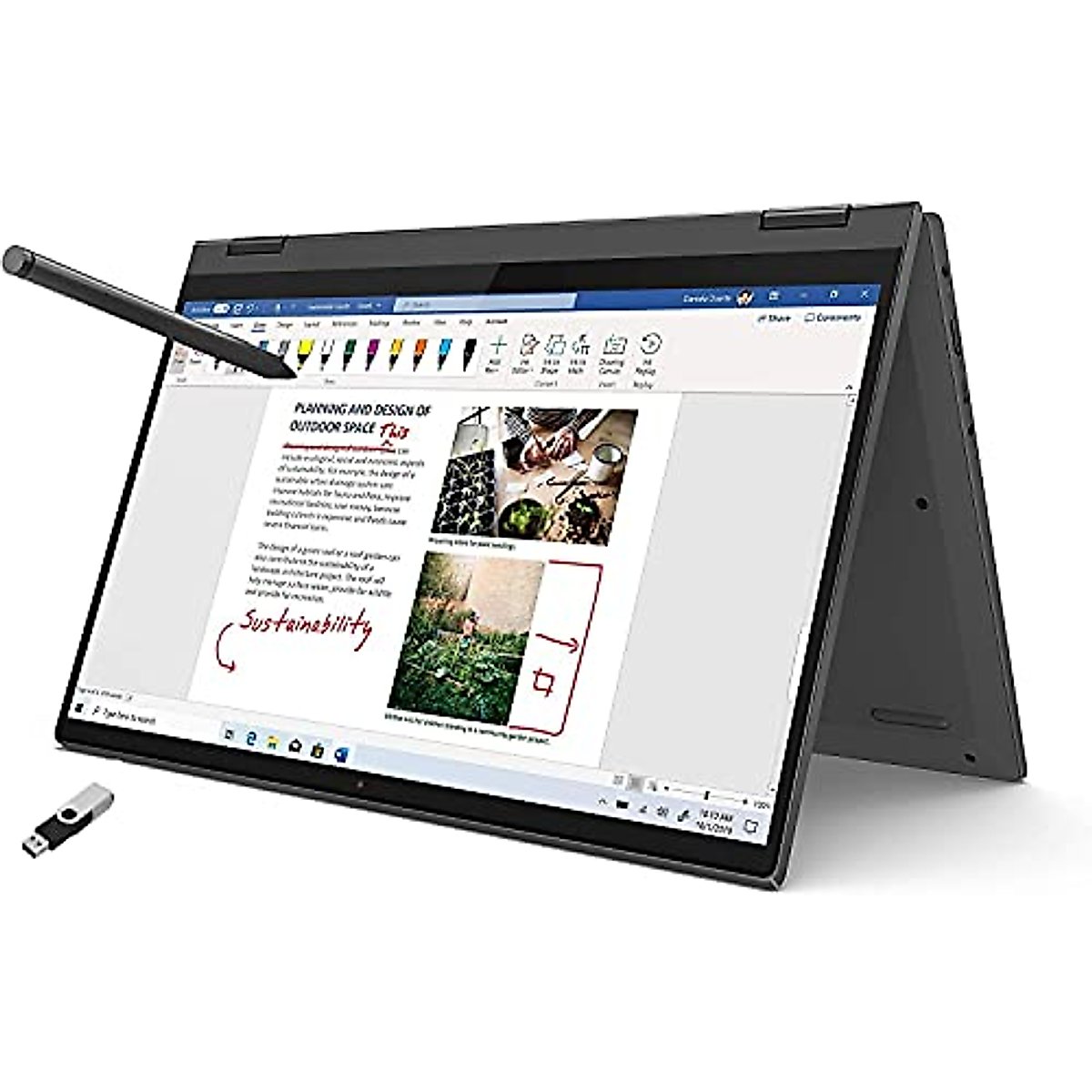 Lenovo 2022 IdeaPad Flex5 14" FHD IPS Touchscreen 2-in-1 Laptop AMD 6-Core Ryzen 5 4500U 16GB DDR4 512GB SSD Radeon Graphics HDMI USB-C WiFi AX Backlit KB Fingerprit Windows 11 Pro w/ RE USB and Pen