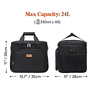 Lifewit Collapsible Cooler Bag Insulated Lunch Bag 24L (40-Can), Large Leakproof Soft Sided Portable Cooler Bag for Outdoor Travel Beach Picnic Camping BBQ Party, Grey and Black