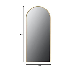CISTEROMAN 65"x24" Full Length Mirror, Big Arched Mirror, Large Body Mirror, Floor Mirror with Stand, Hanging Wood Frame Dressing Mirror, Wall Mirror for Bedroom, Dressing Room, Living Room