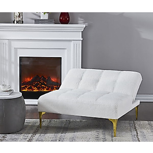 LKTART Convertible Sofa Bed futon with Gold Metal Legs for Living Room Office.White