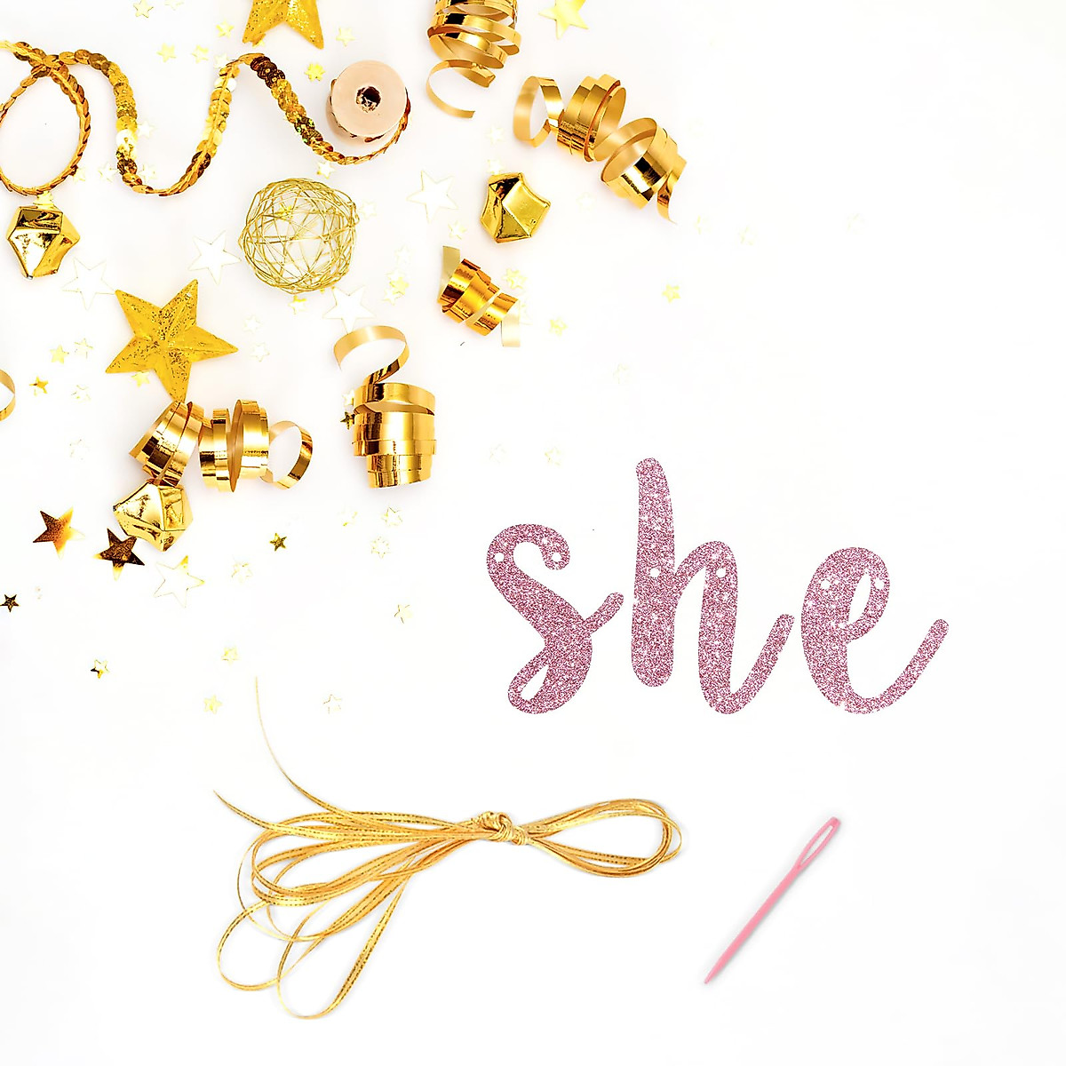 Dalaber She Said Yes banner,Engagement Wedding Bridal Shower Party Decorations,Pink Glitter Bachelorette Party Supplies