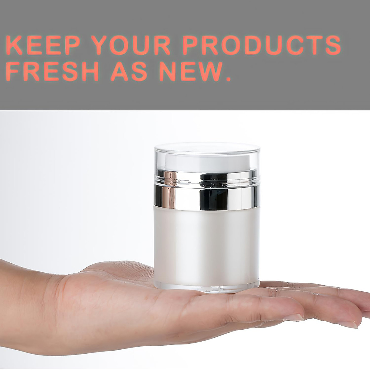 Airless Pump Jar, Airless Pump Bottles 2 Pack, Drunk Elephant Container, Moisturizer Pump Lotion Dispenser, Creams, Serums and Makeup, Travel Containers Push Down Pump Dispenser 1.7 OZ