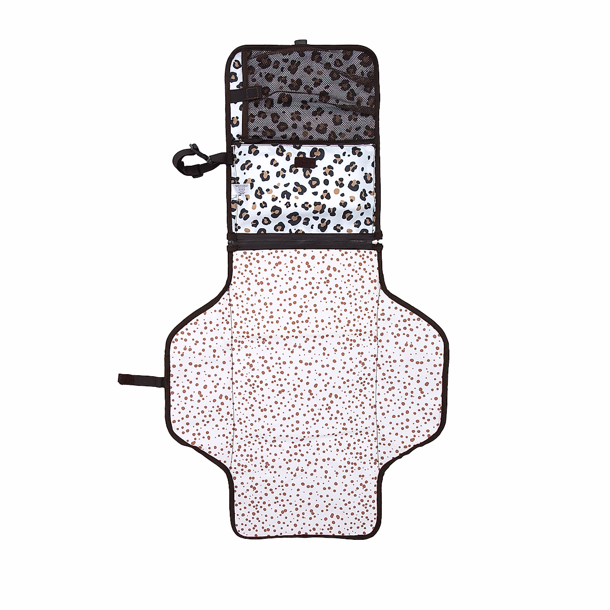 Nuby Portable Baby Changing Pad Station, Quick Wipe Clean Changing Mat with Built-in Pillow, Leopard Print