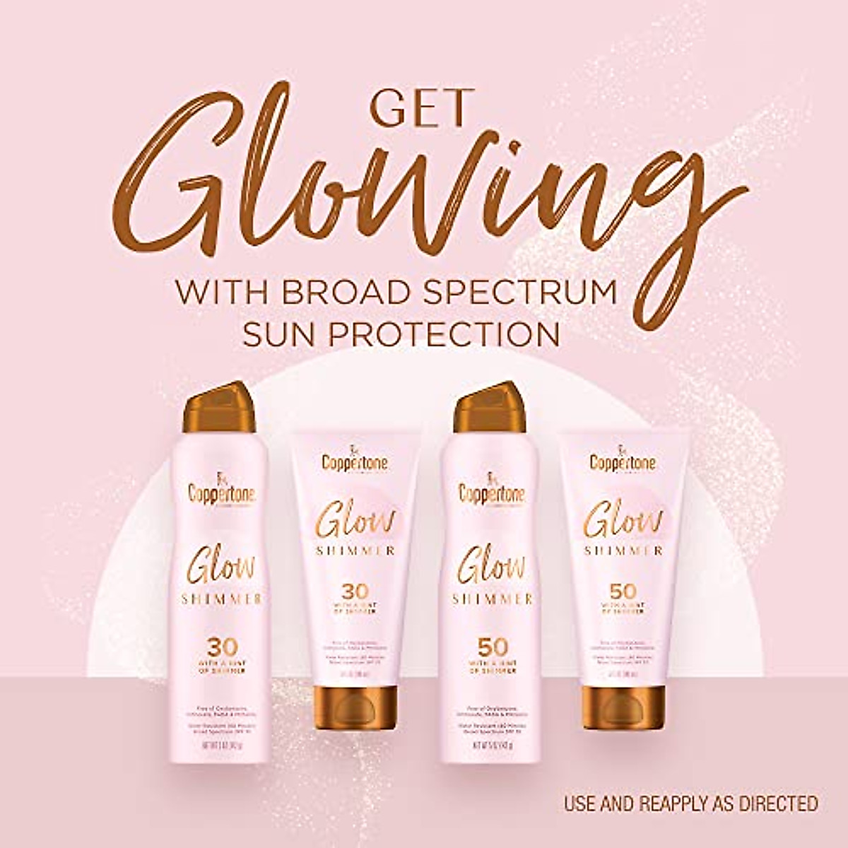 Coppertone Glow with Shimmer Sunscreen Lotion, Broad Spectrum SPF 50 Sunscreen, 5 Fl Oz