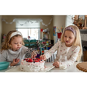 Happy Birthday Cake Topper Acrylic cake Toppers Birthday Party Decorations Cupcake Toppers Decorations (Black)