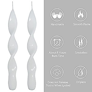 White Twisted Candlesticks Spiral Taper Candle Handmade Candles Sticks for Wedding Celebration Anniversary Church