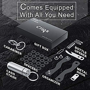 Smart Compact Key Organizer Keychain - Made of Carbon Fiber & Stainless Steel- Pocket key Chain Organizer Up to 28 Keys- Lightweight, Strong Includes Bottle Opener, Carabiner & More