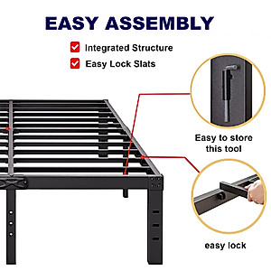 Bed Frame Queen Size 14 inch Tall Storage,Platform Metal BedFrame for Kids Boys Girls, Heavy Duty Support,No Box Spring Needed, Easy Assembly, Noise Free, Black (Queen, 14in)