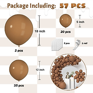 Black Balloons in Brown Balloons for Double-Stuffed Balloon Garland Kit, Coffee Brown Balloons Arch Different Sizes 18 Inch 12 Inch 5 Inch Balloon Arch for Baby Shower Anniversary Birthday Party Decor