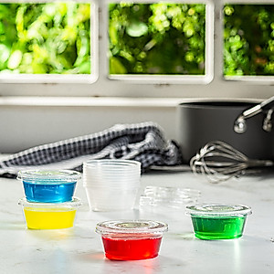 Comfy Package [200 Sets - 3.25 oz.] Plastic Disposable Portion Cups with Lids, Souffle Cups, Jello Cups